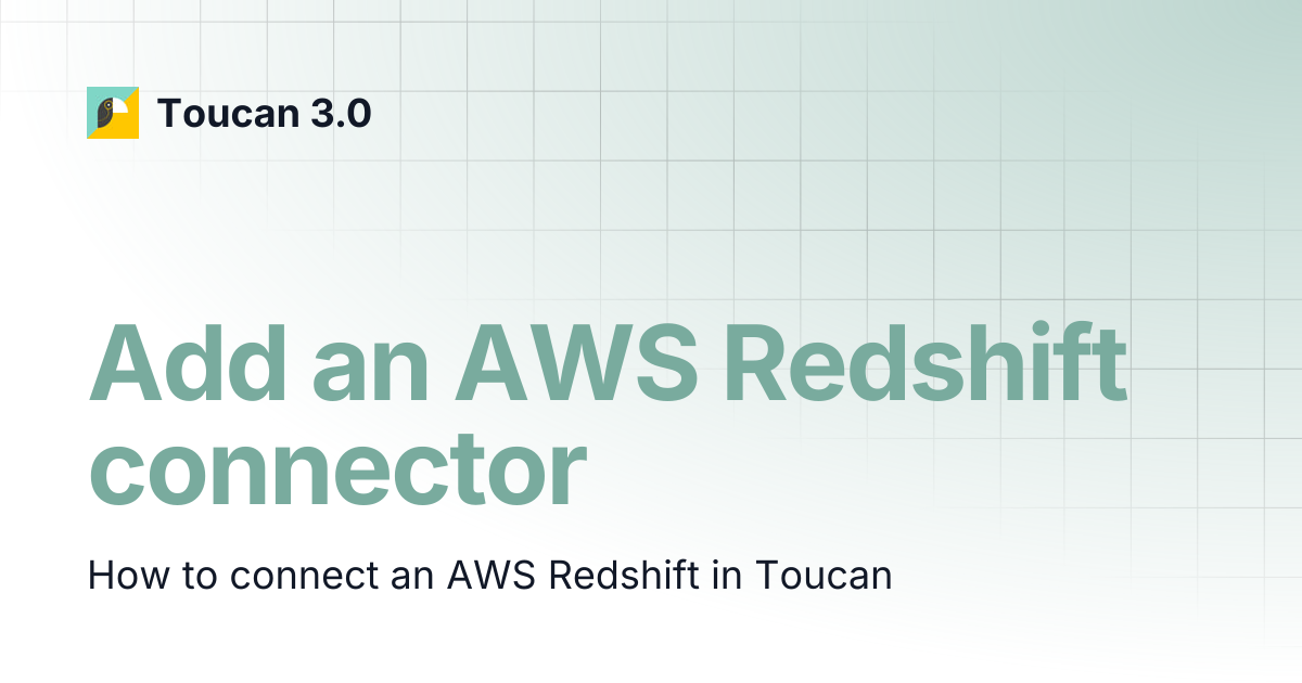 Add an AWS Redshift connector | Toucan 3.0